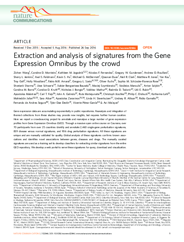 (PDF) Extraction and analysis of signatures from the Gene Expression ...