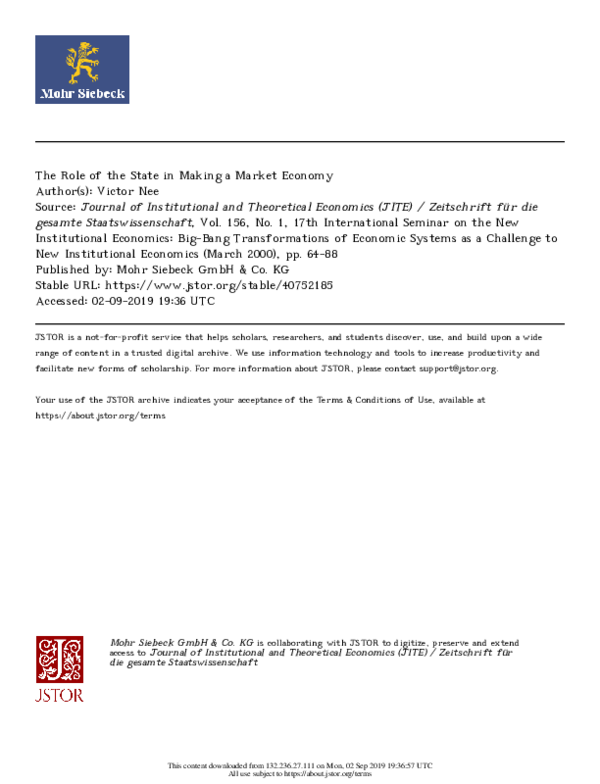(PDF) The role of the state in making a market economy