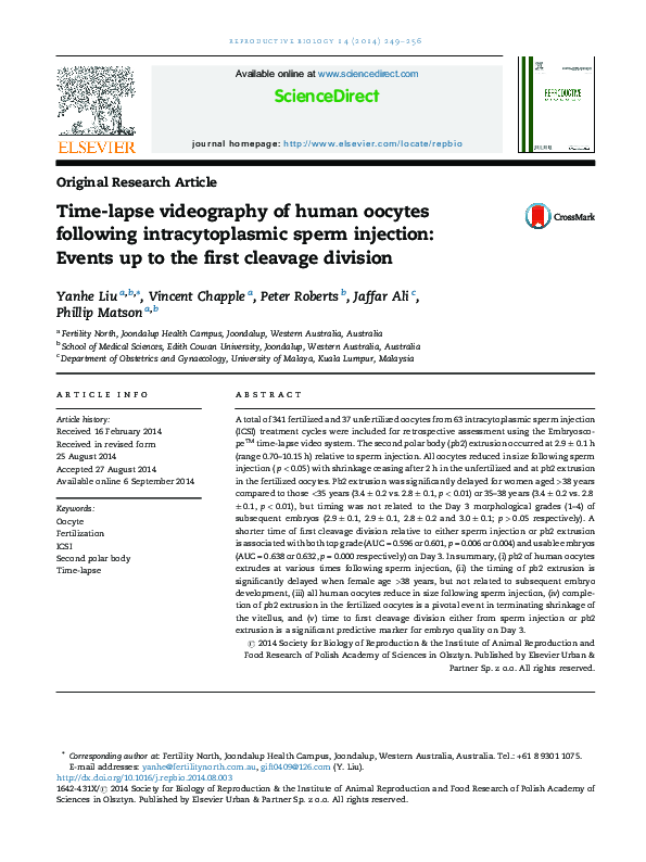 (PDF) Time-lapse videography of human oocytes following ...