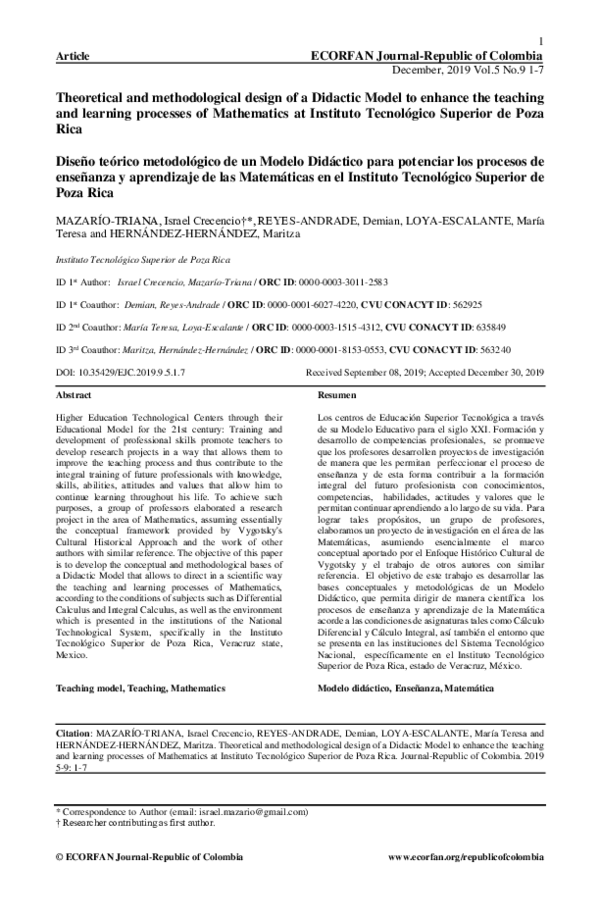 (PDF) Theoretical and methodological design of a Didactic Model to enhance the teaching and ...