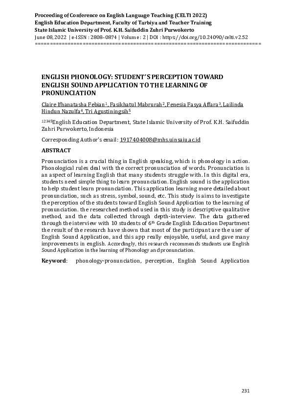 (PDF) English Phonology: Student’s Perception Toward English Sound ...