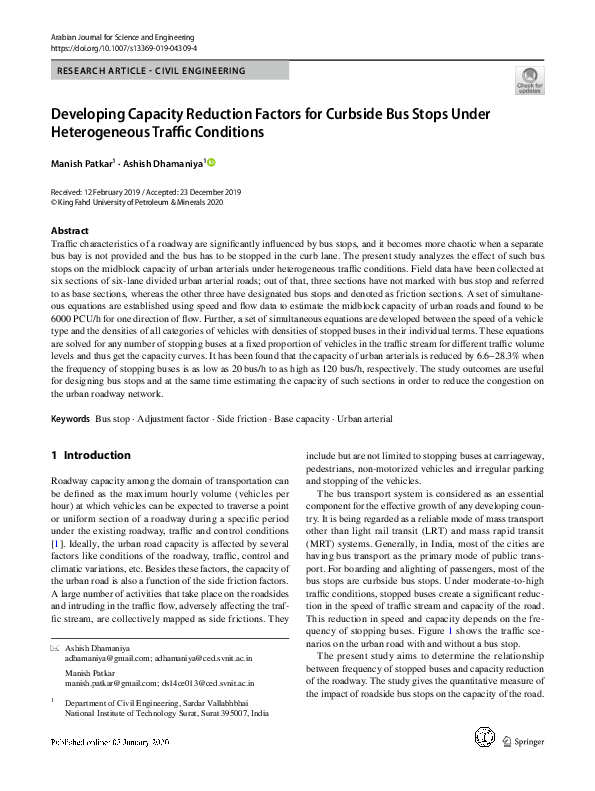(PDF) Developing Capacity Reduction Factors for Curbside Bus Stops Under Heterogeneous Traffic ...