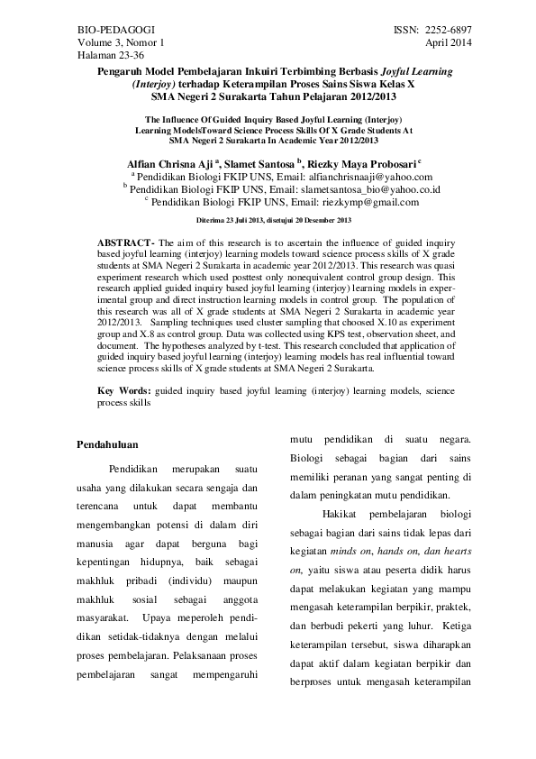 (PDF) Pengaruh Model Pembelajaran Inkuiri Terbimbing Berbasis Joyful Learning (Inter-joy ...