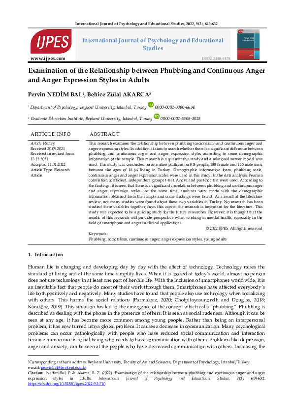 (PDF) Examination of the Relationship between Phubbing and Continuous ...