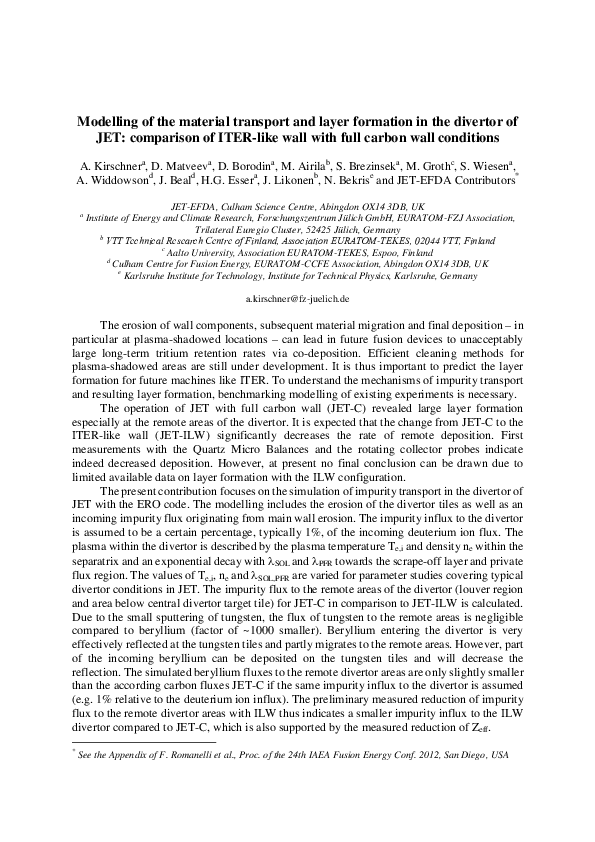 (PDF) Modelling of the material transport and layer formation in the ...