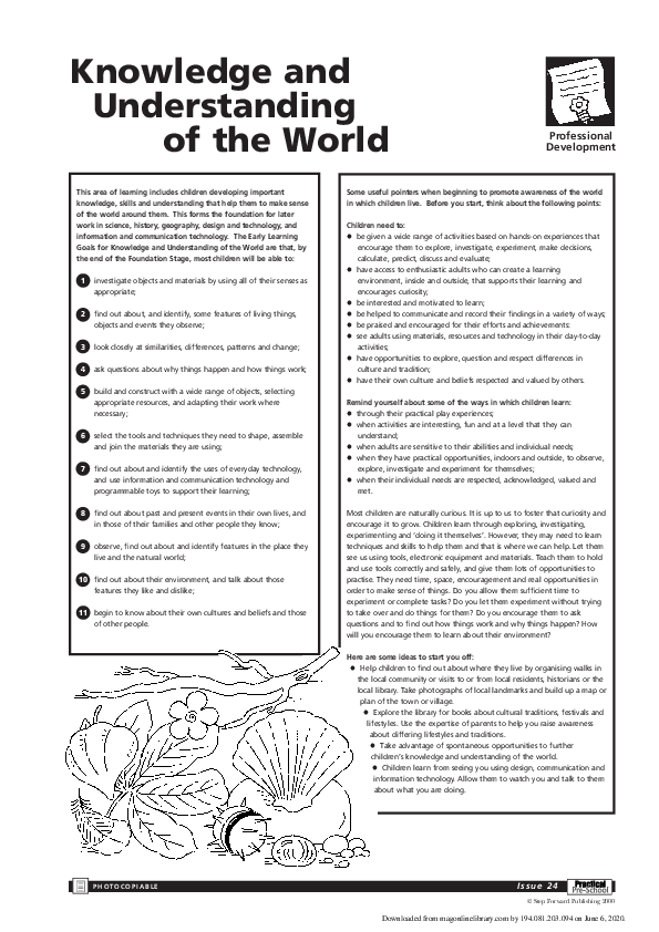 (PDF) Knowledge and Understanding of the World
