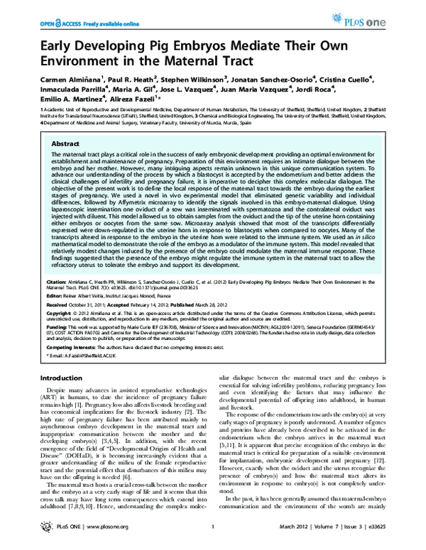 (PDF) Early developing pig embryos mediate their own environment in the ...