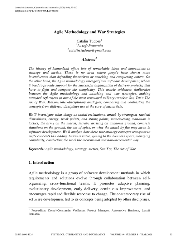 (PDF) Agile Methodology and War Strategies