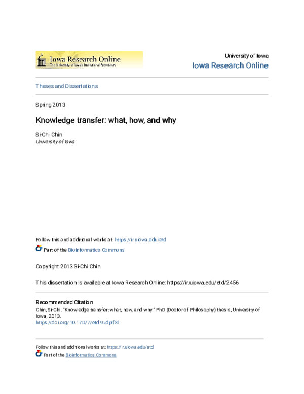(PDF) Knowledge transfer