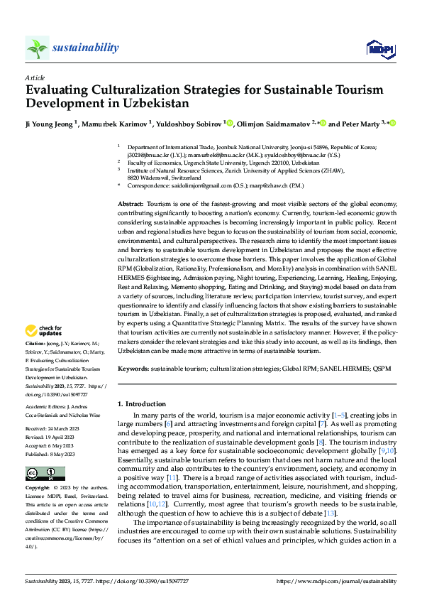 (PDF) Evaluating Culturalization Strategies for Sustainable Tourism ...