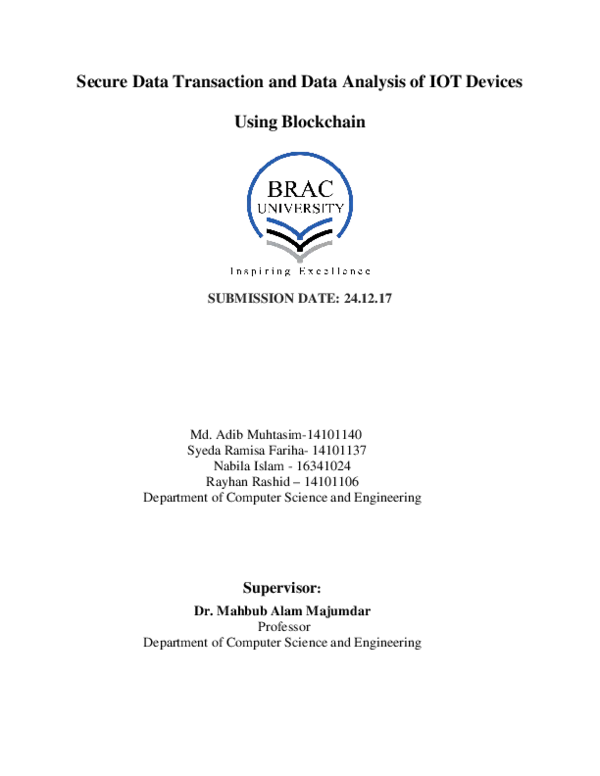 Pdf Secure Data Transaction And Data Analysis Of Iot Devices Using