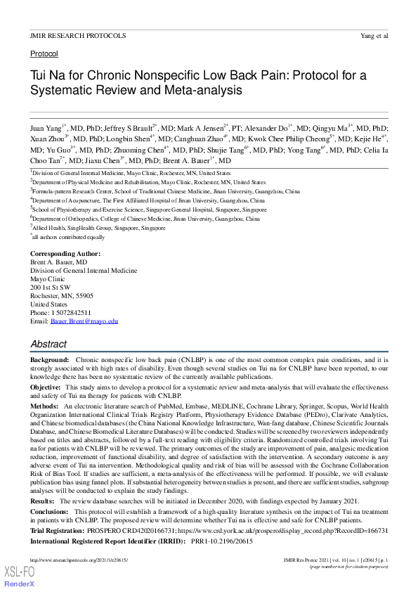 (PDF) The Effectiveness and Safety of Tuina in Chronic Non-specific Low ...