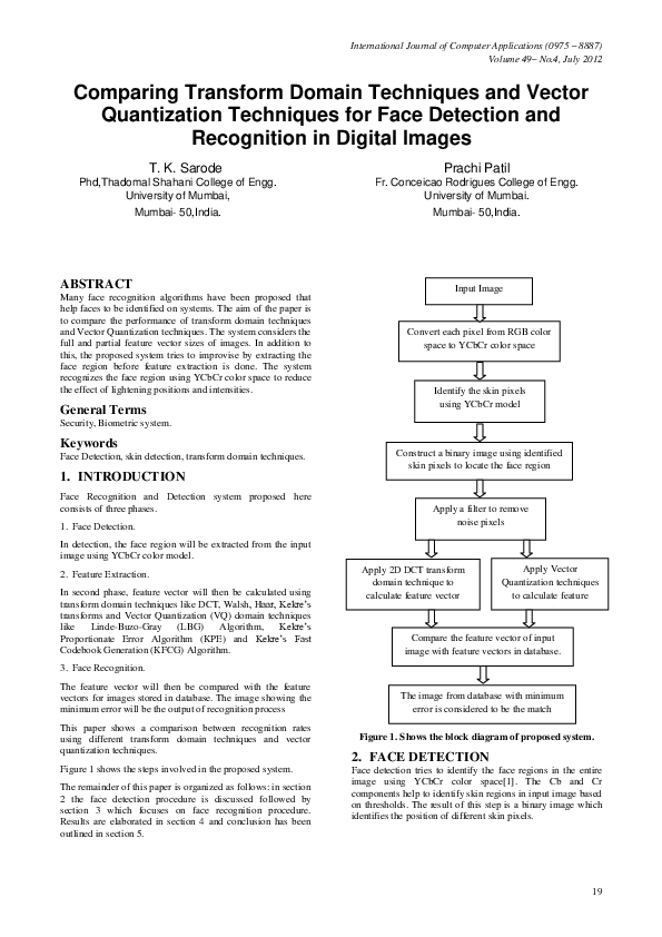 (PDF) Comparing Transform Domain Techniques and Vector Quantization Techniques for Face ...