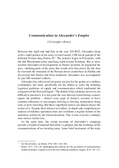 (PDF) Communication in Alexander's Empire