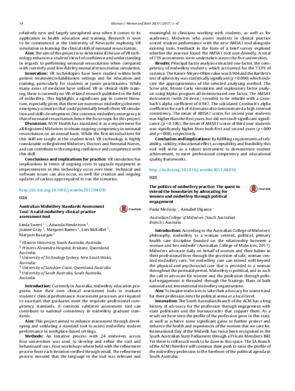 (PDF) Australian midwifery standards assessment tool: Revalidation to ...