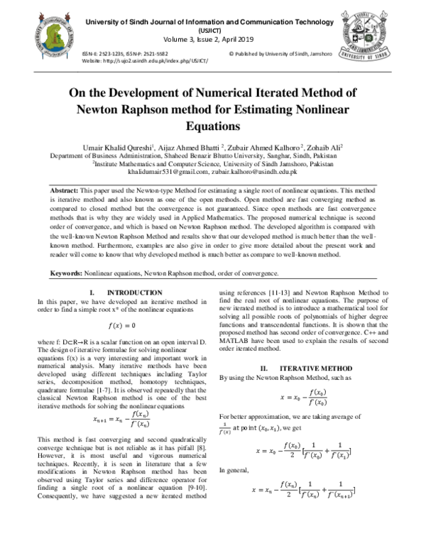 Pdf On The Development Of Numerical Iterated Method Of Newton Raphson