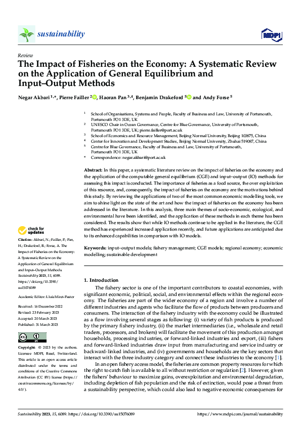 (PDF) The Impact of Fisheries on the Economy: A Systematic Review on the Application of General ...