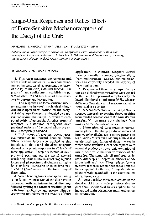 (PDF) Single-unit responses and reflex effects of force-sensitive ...
