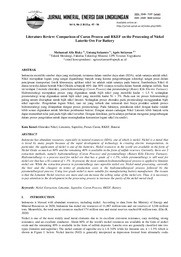 (PDF) Literature Review: Comparison of Caron Process and RKEF On The ...