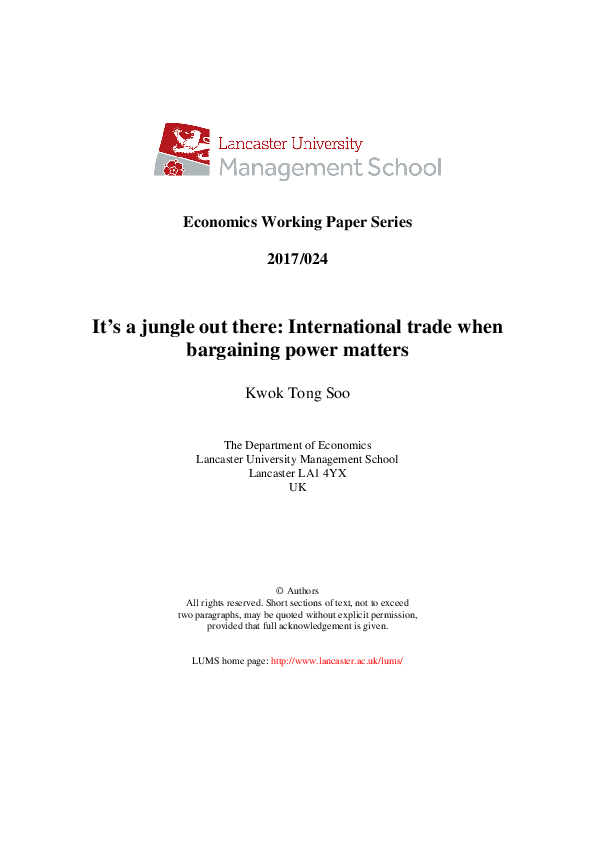 (PDF) It's a jungle out there: International trade when bargaining ...