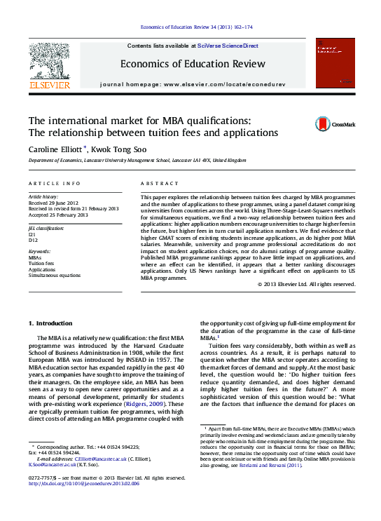 (PDF) The international market for MBA qualifications: The relationship ...