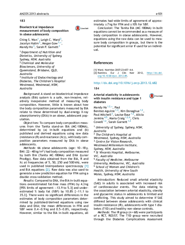 (PDF) Bioelectrical impedance measurement of body composition in obese ...