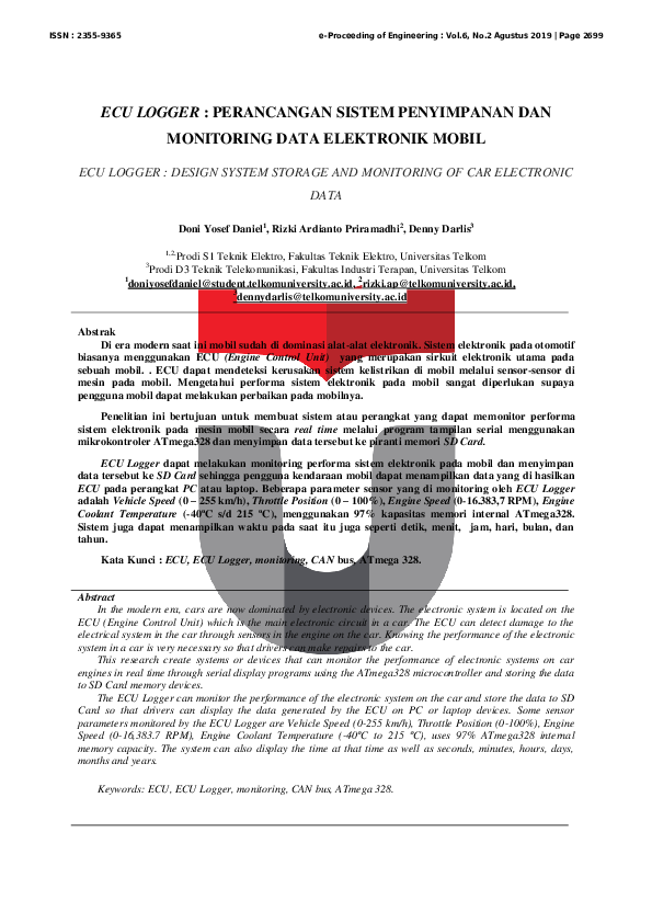 (PDF) Ecu Logger : Perancangan Sistem Penyimpanan Dan Monitoring Data ...