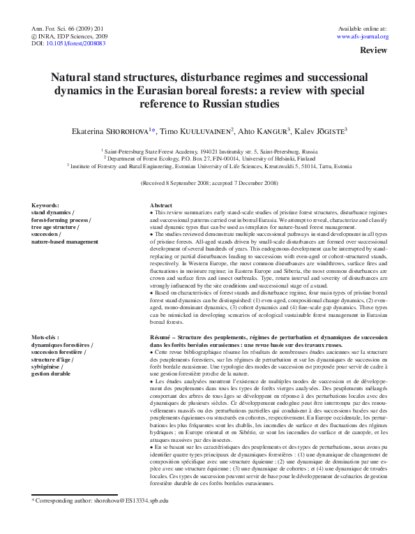 (PDF) Natural stand structures, disturbance regimes and successional dynamics in the Eurasian ...