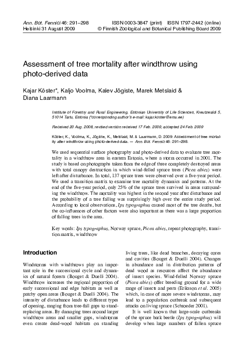 (PDF) Assessment of Tree Mortality After Windthrow using Photo-Derived ...