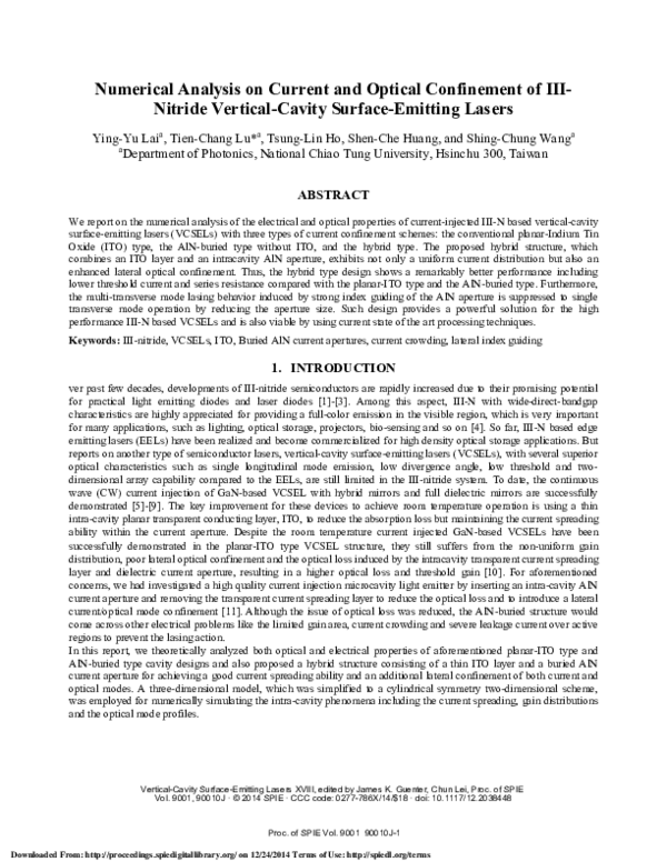 (PDF) Numerical analysis on current and optical confinement of III ...