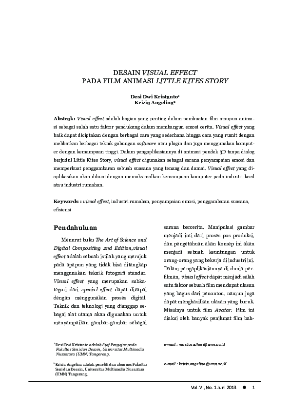(PDF) Desain Visual Effect Pada Film Animasi Little Kites Story