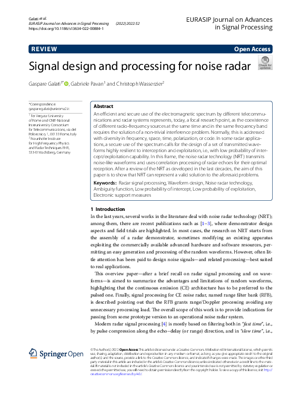 (PDF) Signal design and processing for noise radar