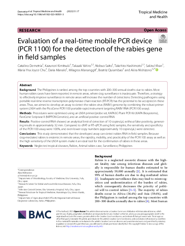 (PDF) Evaluation of a real-time mobile PCR device (PCR 1100) for the ...
