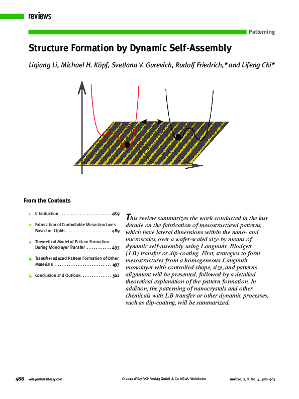 (PDF) Structure Formation by Dynamic Self-Assembly