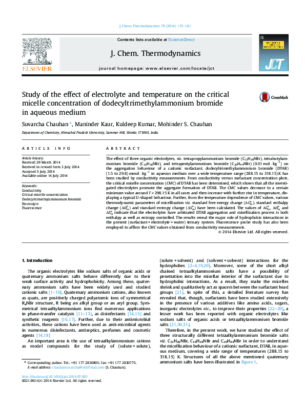 (PDF) Study of the effect of electrolyte and temperature on the ...
