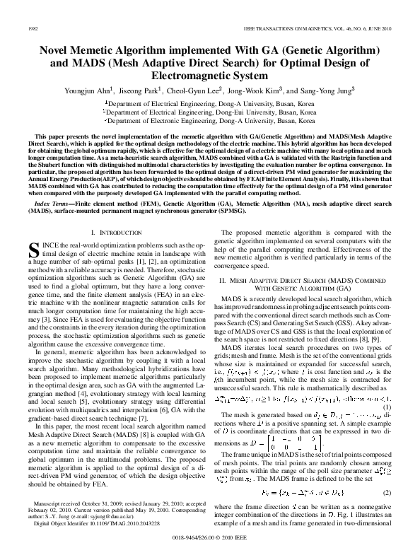 (PDF) Novel Memetic Algorithm implemented With GA (Genetic Algorithm) and MADS (Mesh Adaptive ...