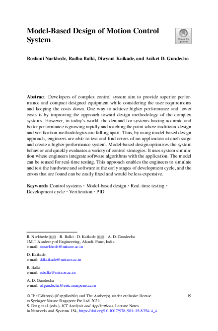 (PDF) Model-Based Design of Motion Control System