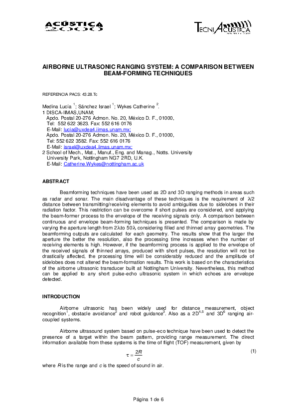 Pdf Airborne Ultrasonic Ranging System A Comparison Between Beam