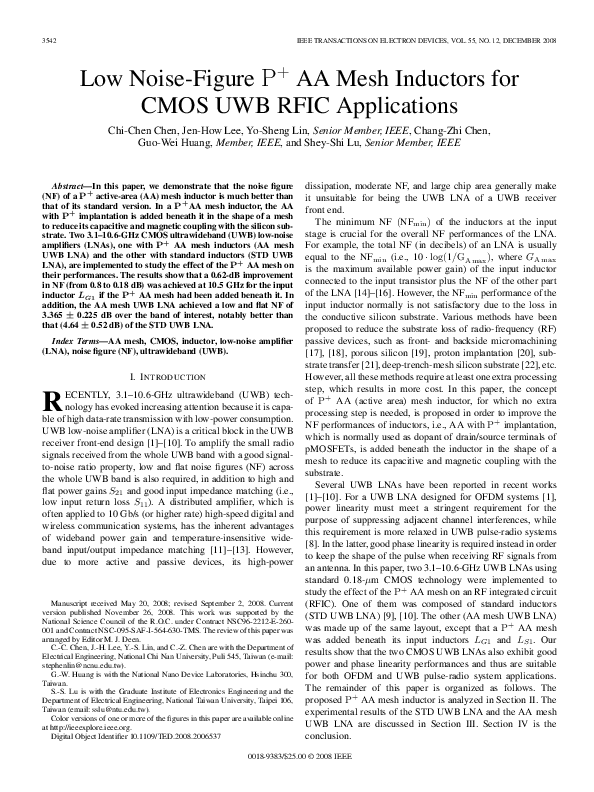 (PDF) Low Noise-Figure ${\rm P}^{+}$ AA Mesh Inductors for CMOS UWB RFIC Applications