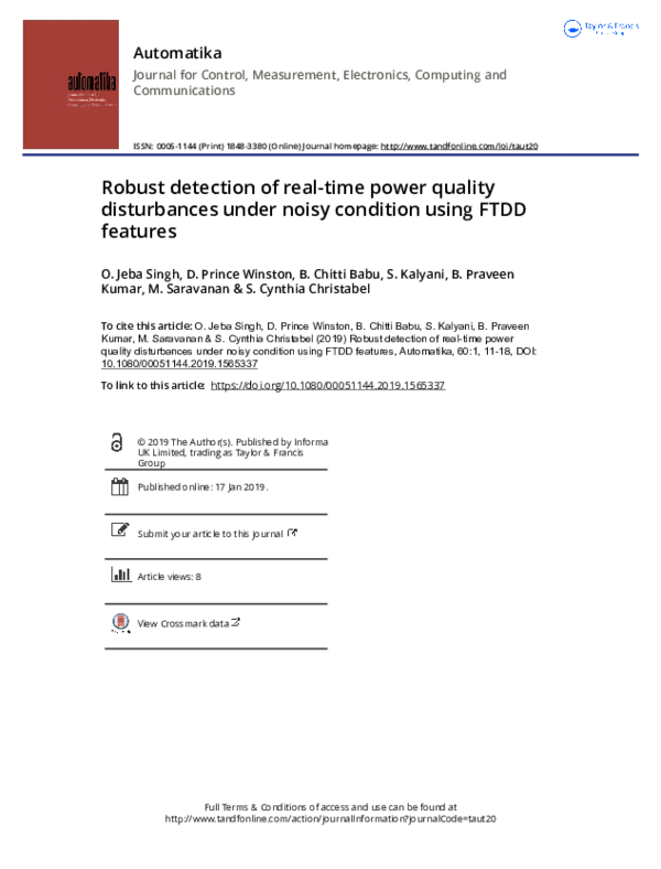 (PDF) Robust detection of real-time power quality disturbances under noisy condition using FTDD ...