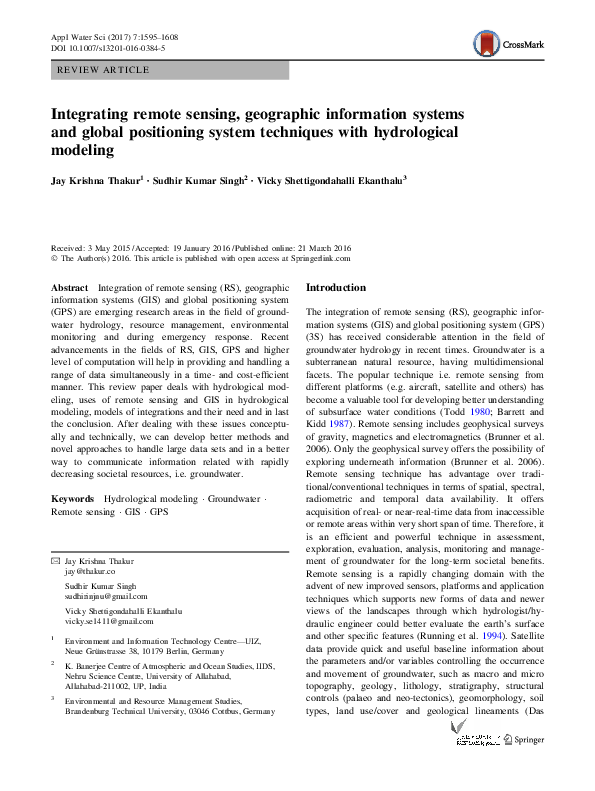 (PDF) Integrating remote sensing, geographic information systems and global positioning system ...