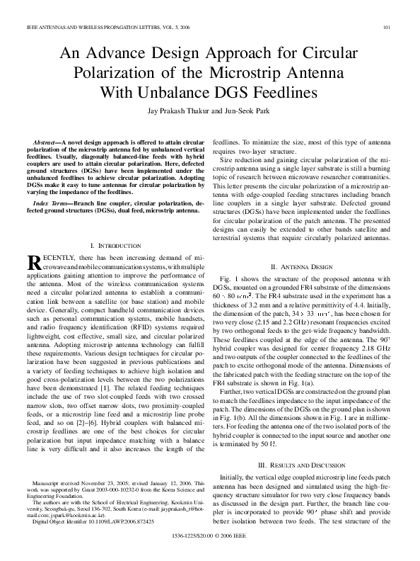 (PDF) An advance design approach for circular polarization of the ...