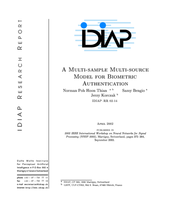 (PDF) A multi-sample multi-source model for biometric authentication