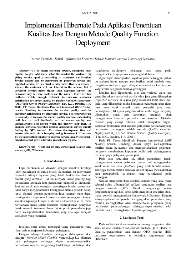 (PDF) Implementasi Hibernate Pada Aplikasi Penentuan Kualitas jasa dengan metode Quality ...