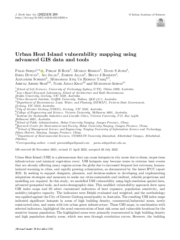 (PDF) Urban Heat Island vulnerability mapping using advanced GIS data ...