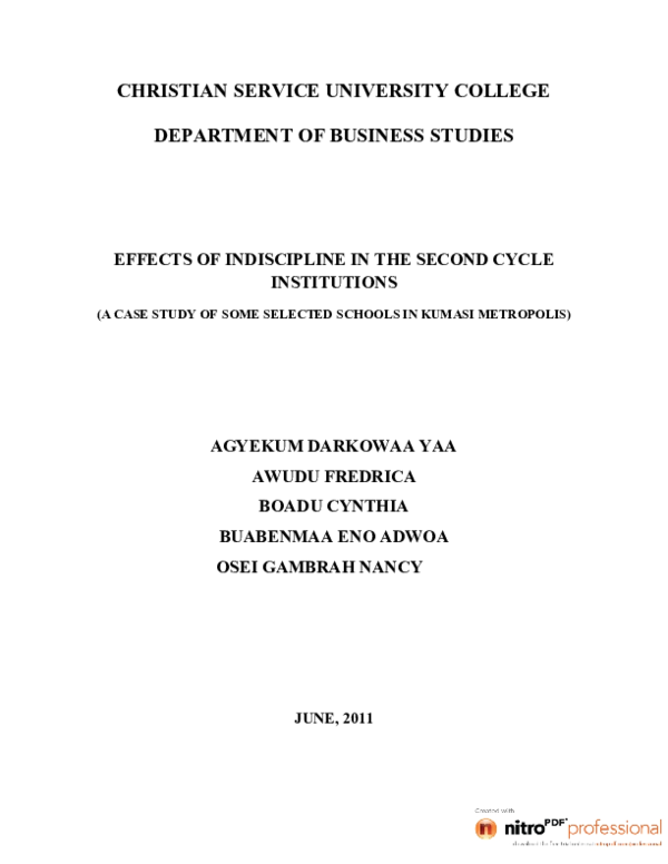 (PDF) Effects of Indiscipline in the Second Cycle Institutions