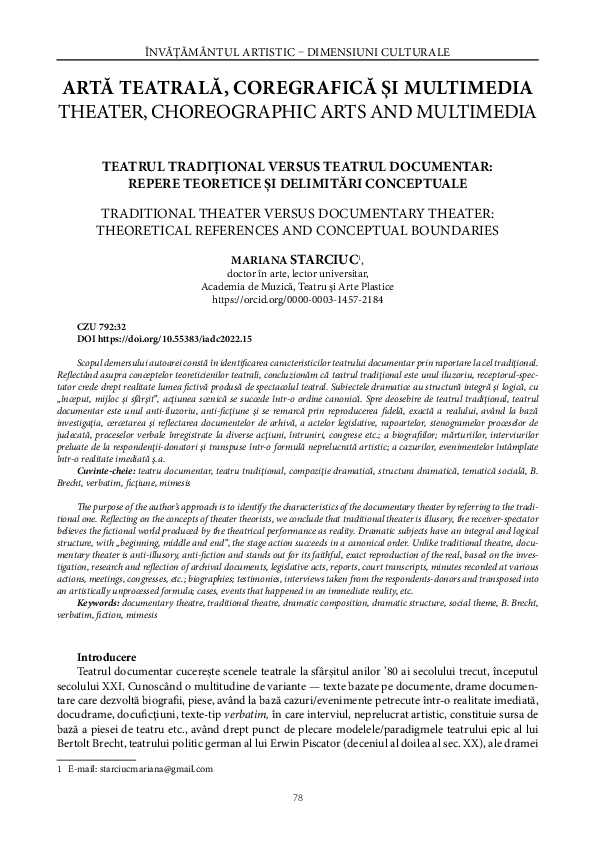 (PDF) Traditional theater versus documentary theater: theoretical ...