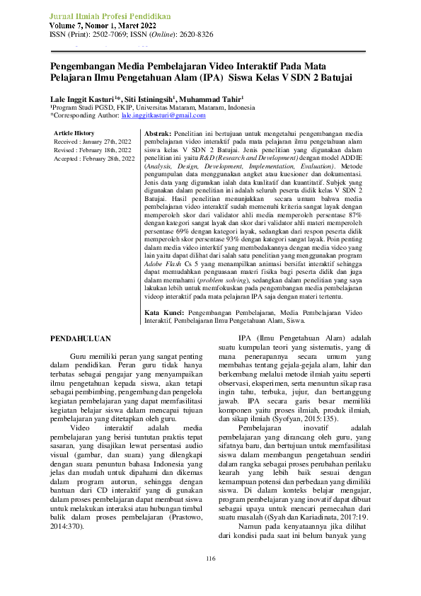 (PDF) Pengembangan Media Pembelajaran Video Interaktif Pada Mata Pelajaran Ilmu Pengetahuan Alam ...