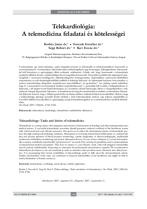 (PDF) [Telecardiology: Tasks and duties of telemedicine]
