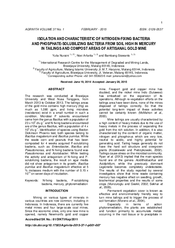 (PDF) Isolation and characteristic of nitrogen-fixing bacteria and phosphate-solubilizing ...